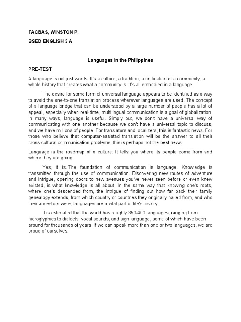 TACBAS - Languages in The Philippines | PDF | Multilingualism ...