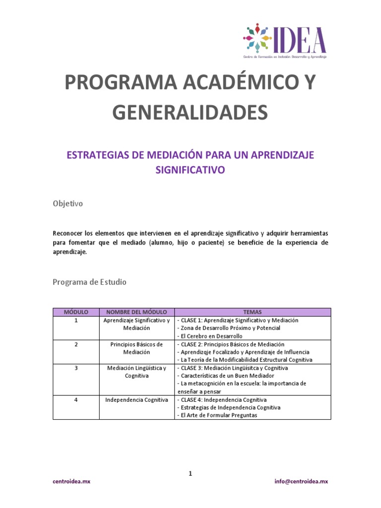 4-Programa Academico y Generalidades | PDF | Aprendizaje | Inclusión ...