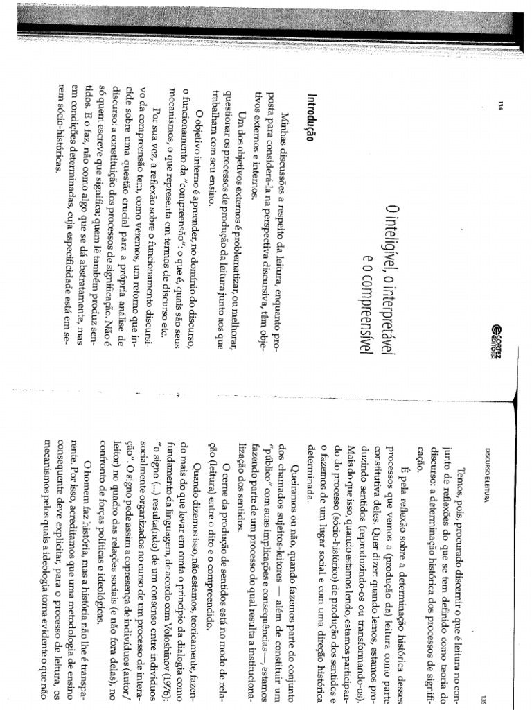 (ORLANDI) - O Inteligível, o Interpretável, o Compreensível | PDF