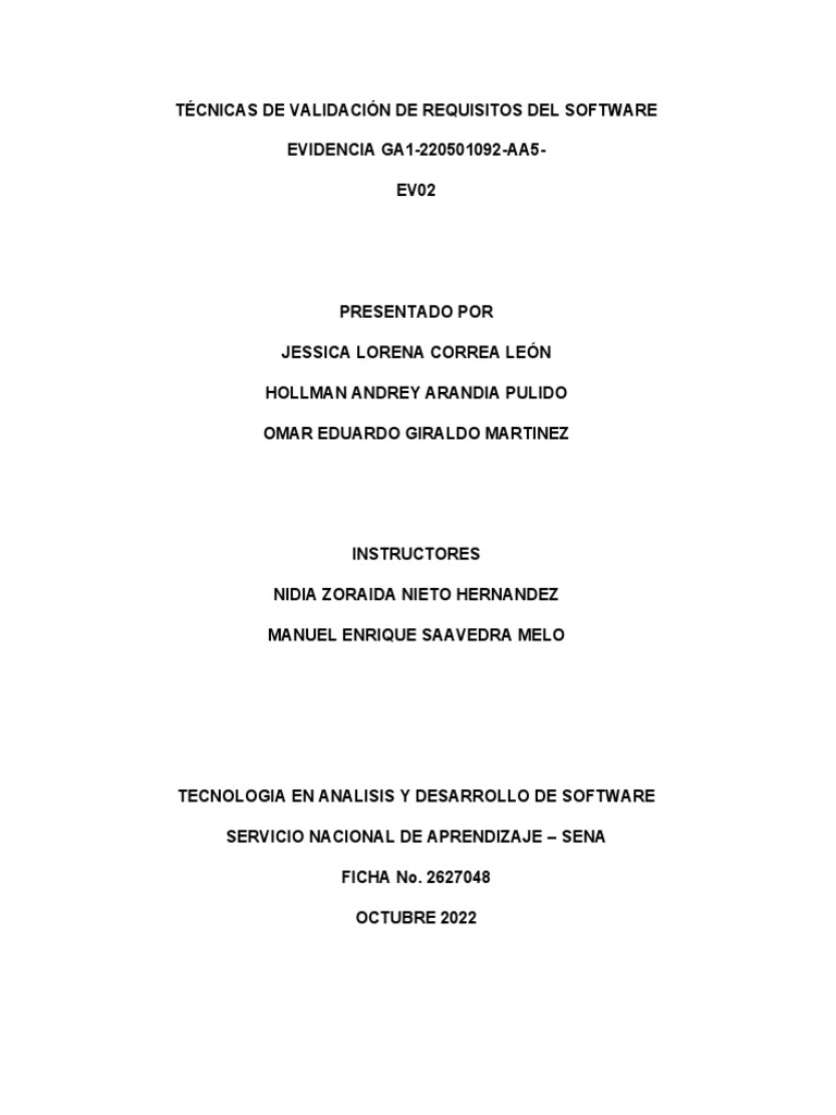 Validación de Requisitos Software | PDF | Usuario (informática) | Software