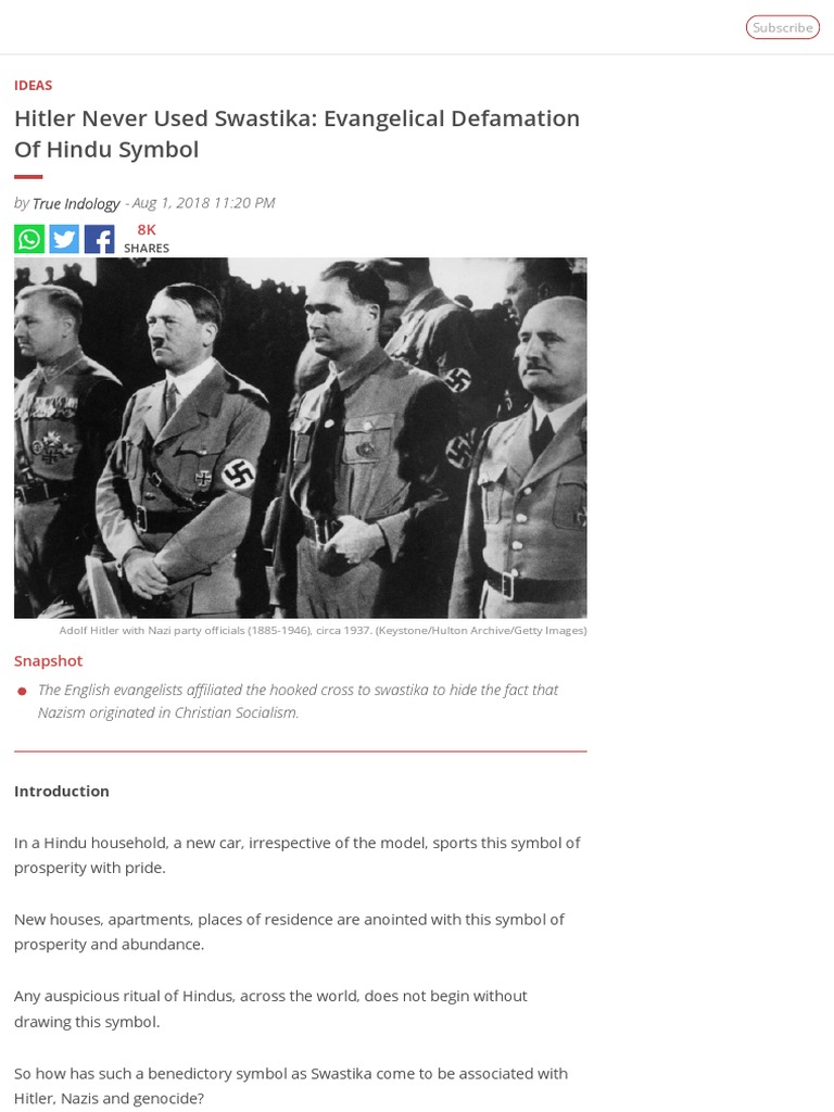 Hitler Never Used Swastika - Evangelical Defamation of Hindu Symbol | PDF | Gospel Of Mark ...