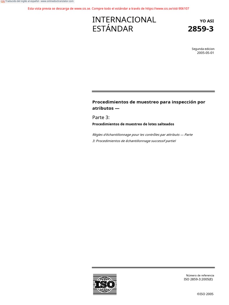ISO 2859 3 2005 EN - Pdf.en - Es | PDF | Organización internacional ...