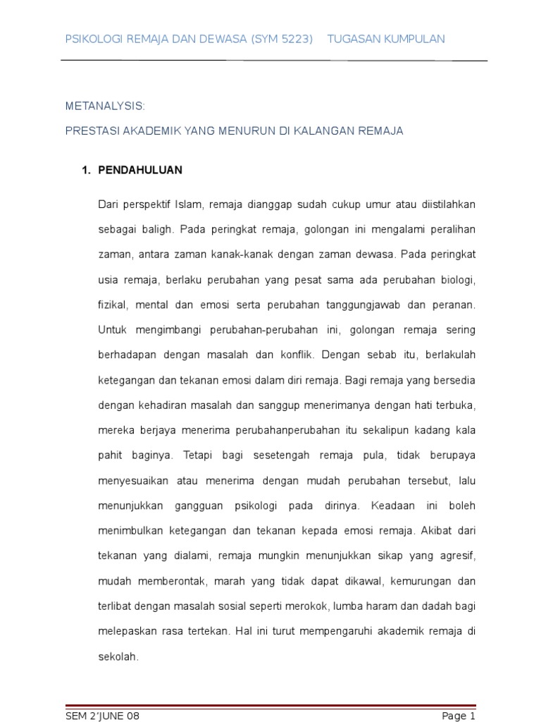 TUG 1 SK AMIR AWANG Remaja | PDF