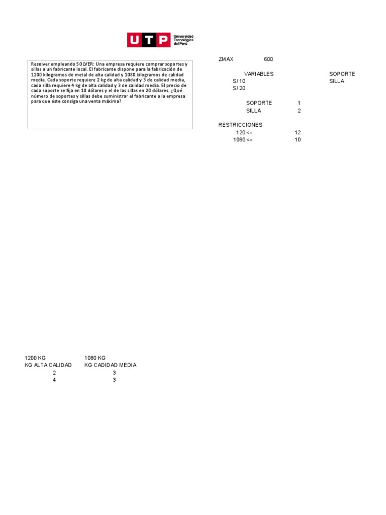 Semana 15 - Excel - Optimización Utilizando Excel Con Herramienta SOLVER | PDF