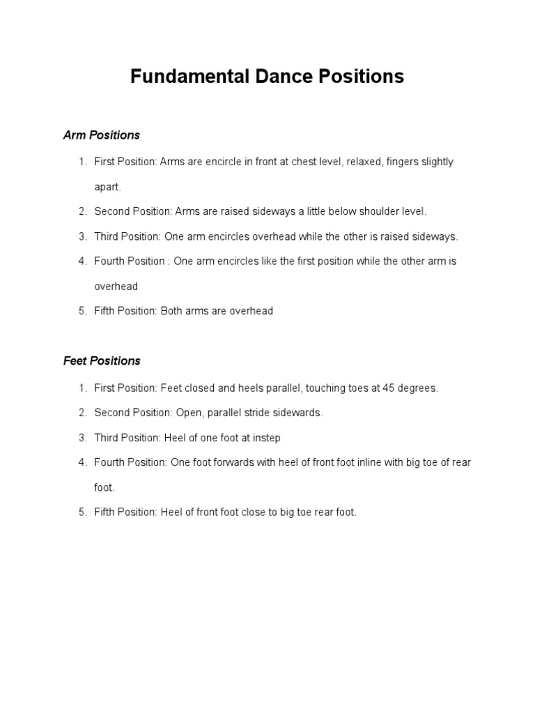 Essential Dance Positions Explained | PDF