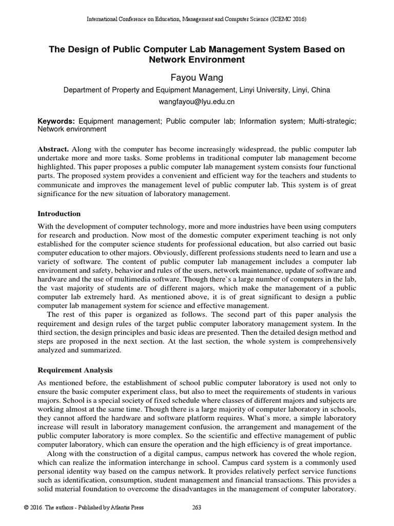 The Design of Public Computer Lab Management System Based On Network Environment | PDF | World ...