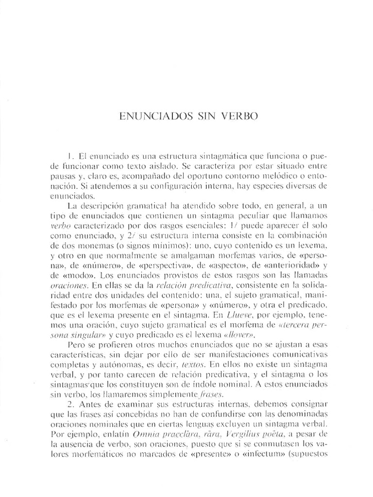 ALARCOS LLORACH, Emilio - Enunciados Sin Verbo | PDF