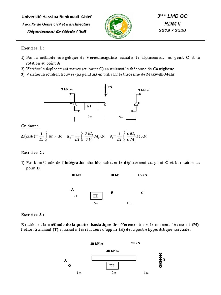 Examen RDM Ii 2020 | PDF | Sciences et mathématiques