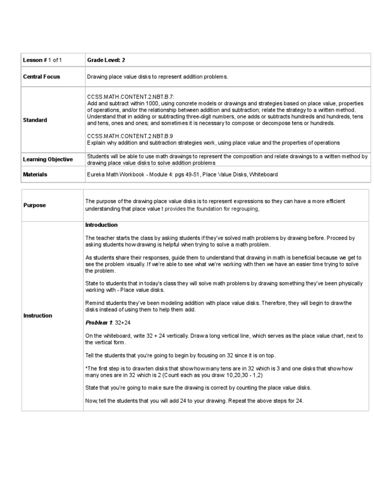 Drawing Place Value Disks - 2nd Grade Math Lesson-2 | PDF | Mathematics ...