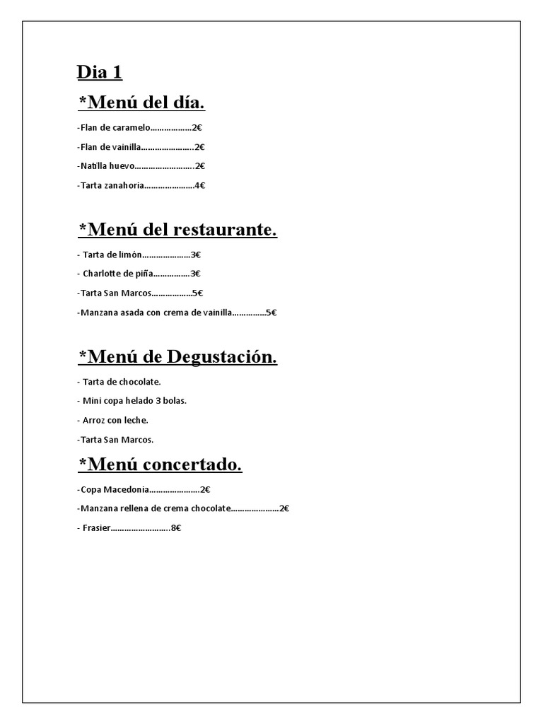 Menú Del Día | PDF