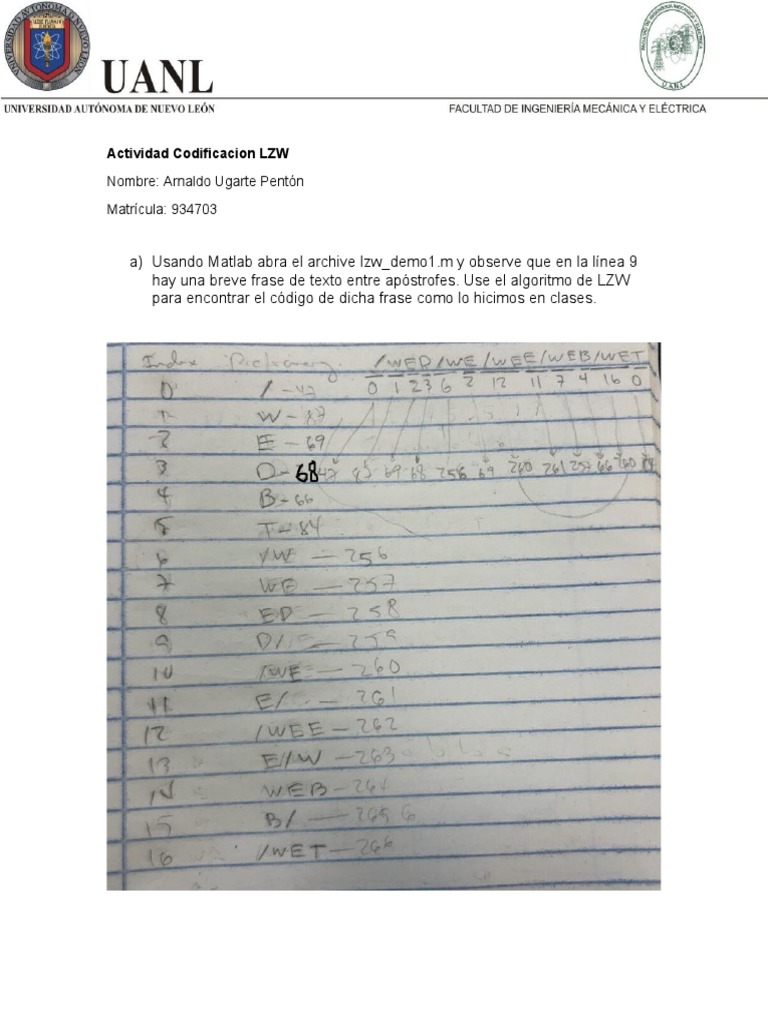 Actividad Codificacion LZW | PDF | Ciencias de la Computación ...