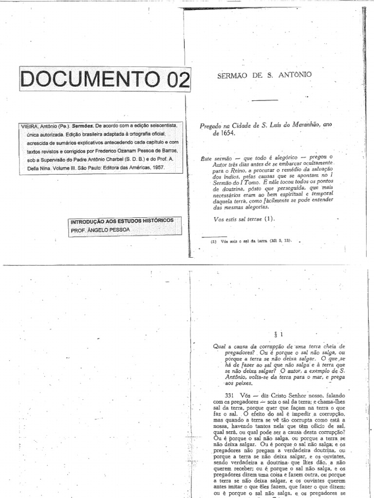 Documento 02 - Sermão de S. Antônio Aos Peixes | Download grátis PDF | Pesca | Jonas