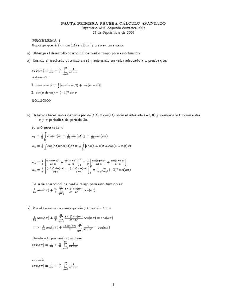 PEP 1 - Cálculo Avanzado (2006-2) | PDF | Geometría analítica | Geometría diferencial