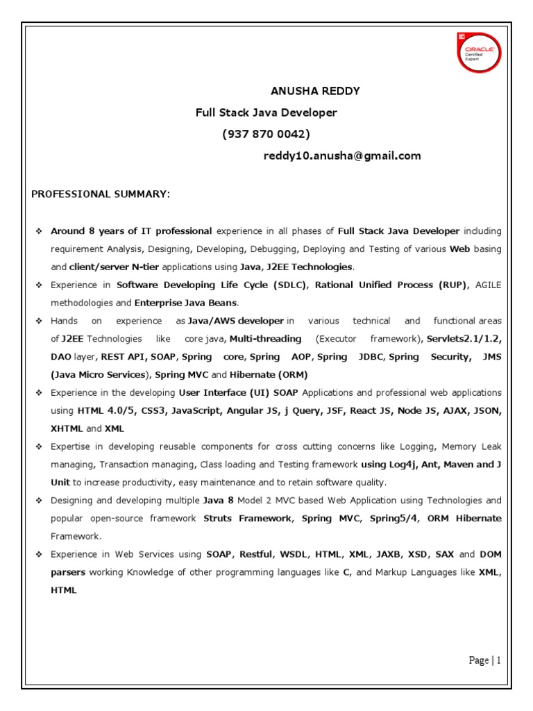Anusha Reddy | PDF | Spring Framework | Representational State Transfer