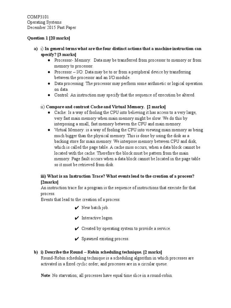 2015 Dec COMP3101 Past Paper | PDF | Input/Output | Process (Computing)