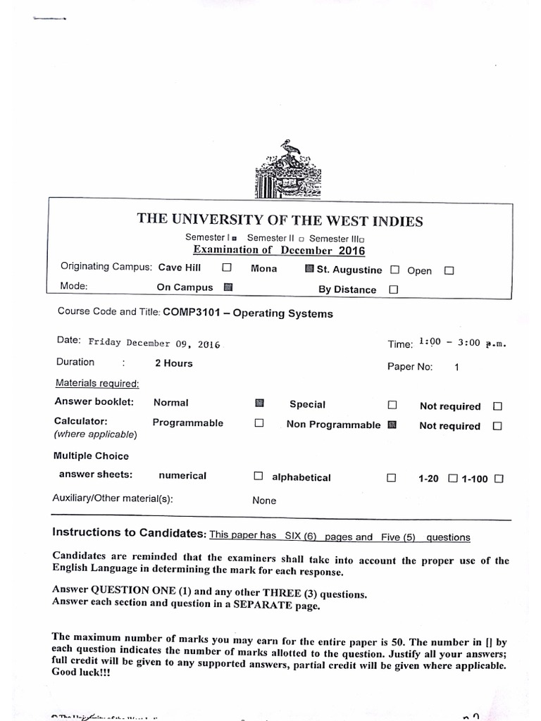 2016 Dec COMP3101 Past Paper | PDF