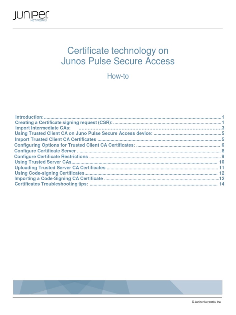 Certificate Technology On Junos Pulse Secure Access | PDF | Public Key ...