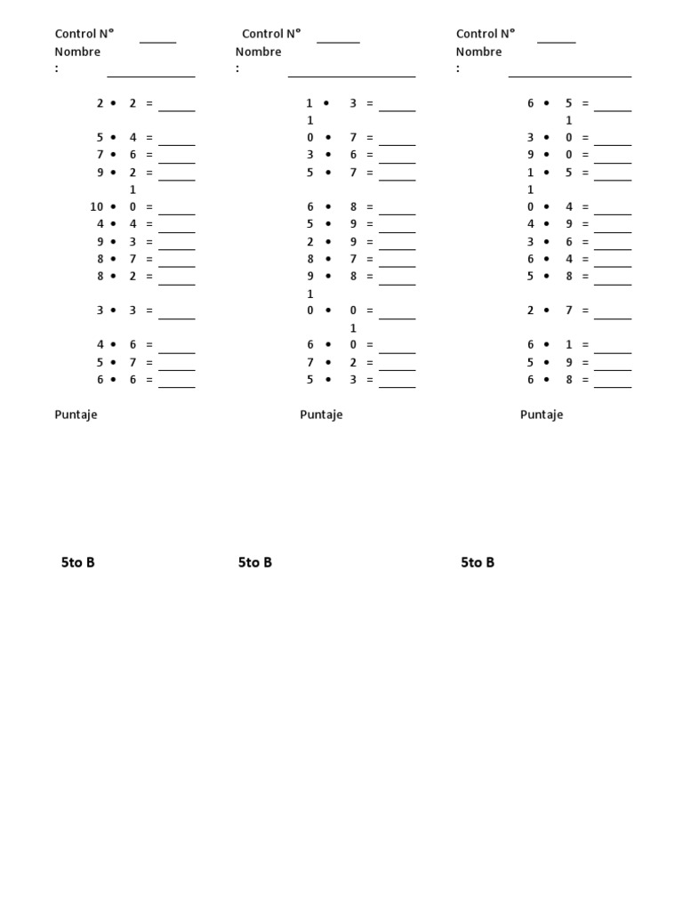 Control Tablas | PDF