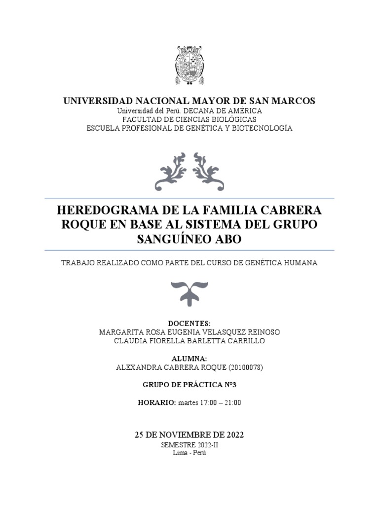Heredograma - Cabrera Roque Alexandra | PDF | Tipo de sangre ...