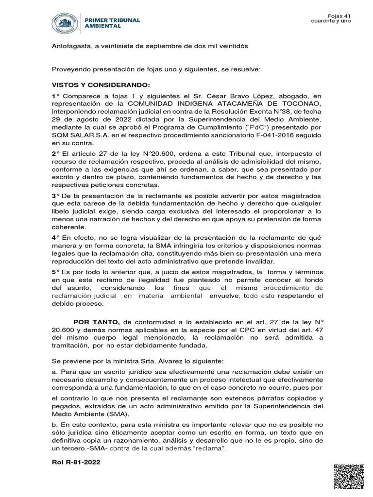 PMN 27-09-2022 SI - Inadmisibilidad R 81 2022 v.2 .CVJ 3 .PDF-FIRMADO ... PMN 27-09-2022 SI - Inadmisibilidad R 81 2022 v.2 .CVJ 3 .PDF-FIRMADO ...