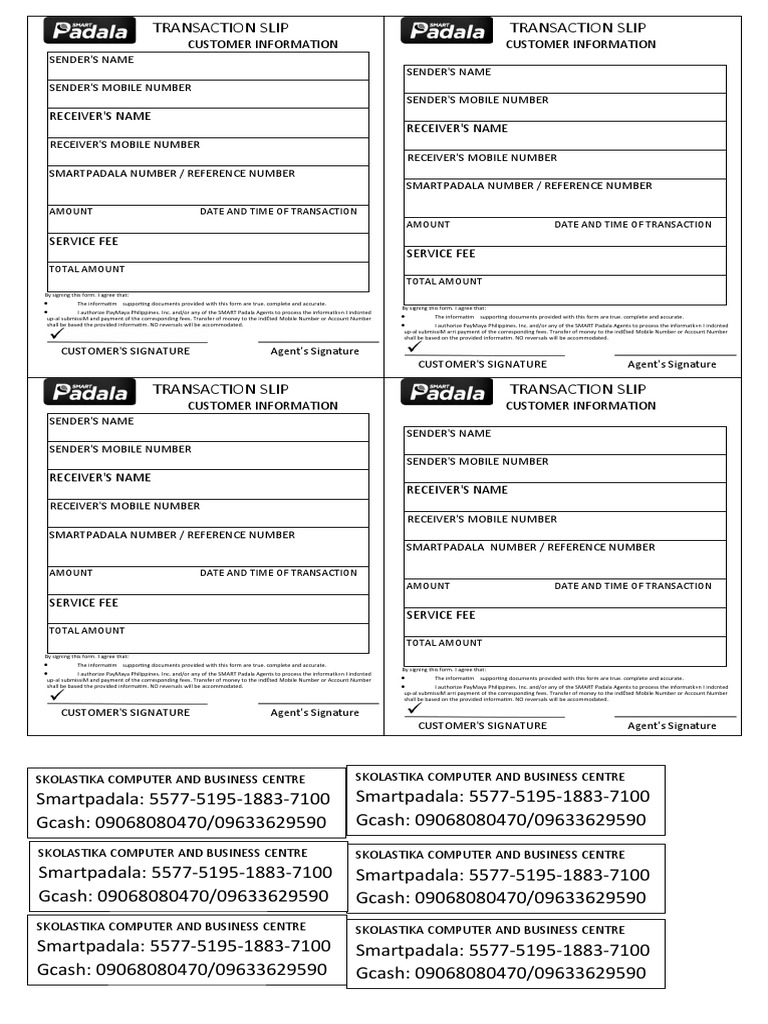 Transaction Slip Latest | PDF | Payments | Services (Economics)