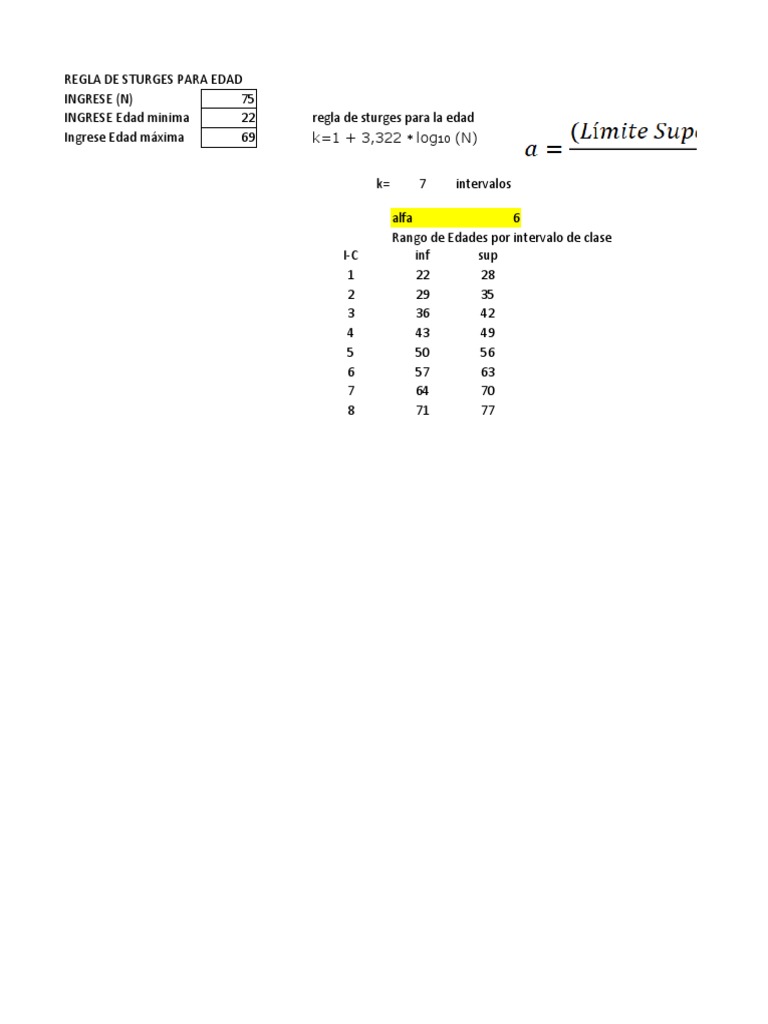Regla de Sturges Para Edad | PDF