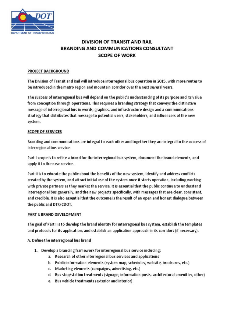 Branding and Communication Consultant Scope of Work | PDF | Brand ...