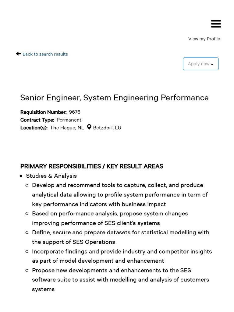 Senior Engineer, System Engineering Performance | PDF | Computer Network | Systems Engineering