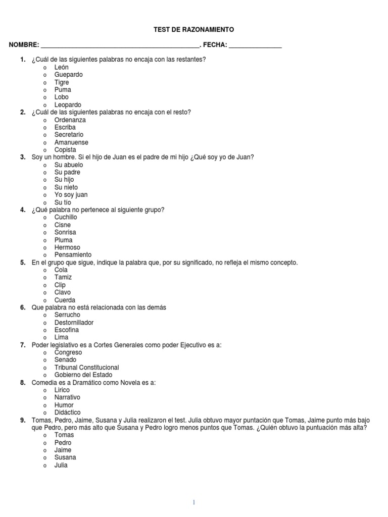 Formato Pruebas Psicotecnicas | PDF