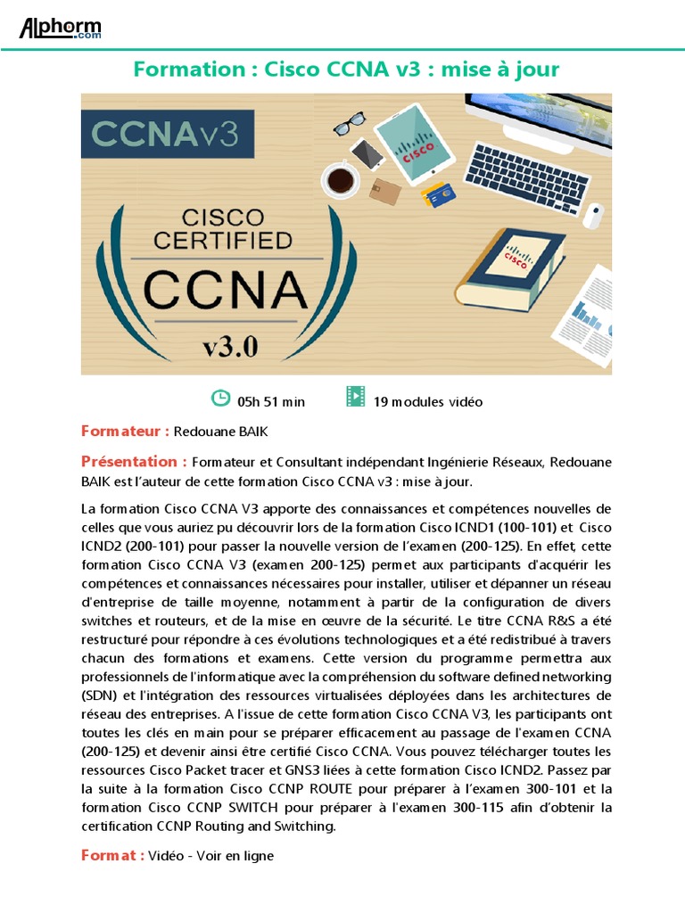 Formation Cisco CCNA v3 : mise à jour | PDF | I Pv6 | Protocoles Internet