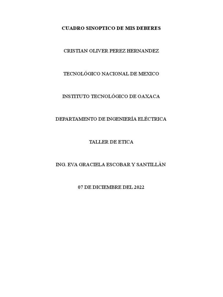 Cuadro Sinoptico de Mis Deberes | PDF