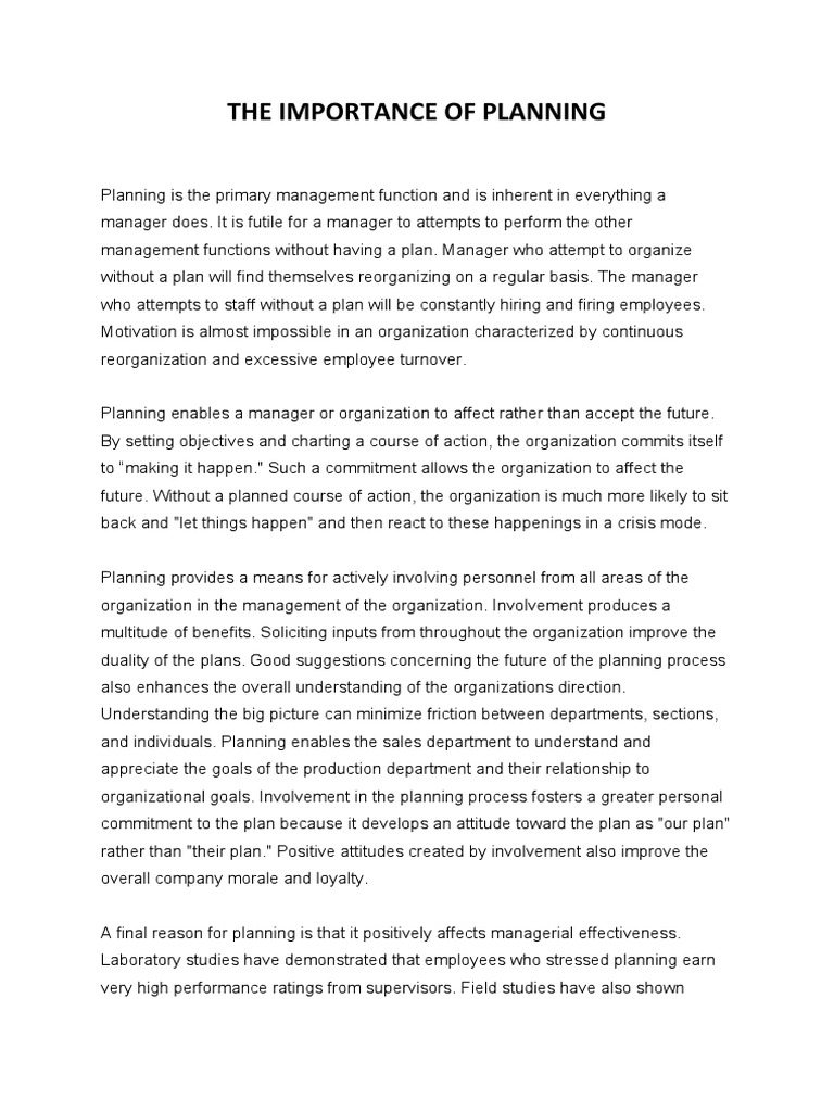 The Importance of Planning | PDF | Attitude (Psychology) | Employment