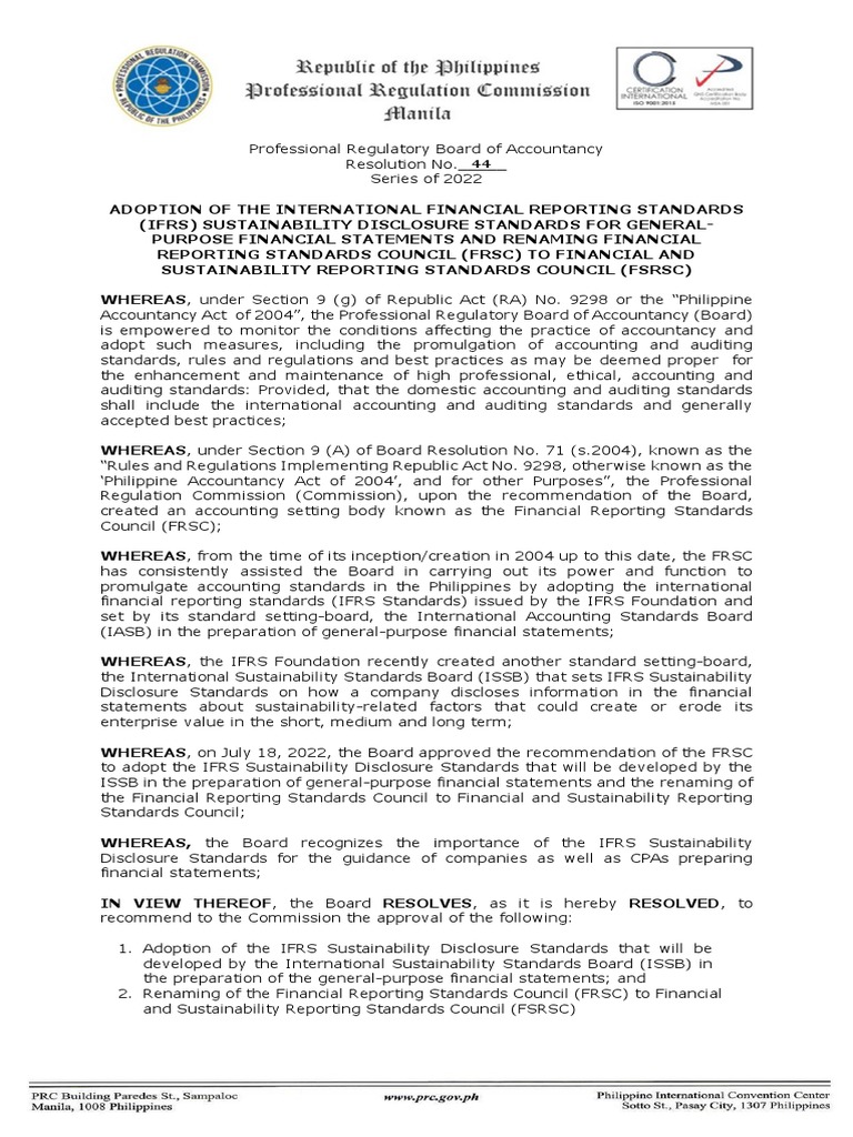 2022 44 Published 1 Adoption Of The International Financial Reporting