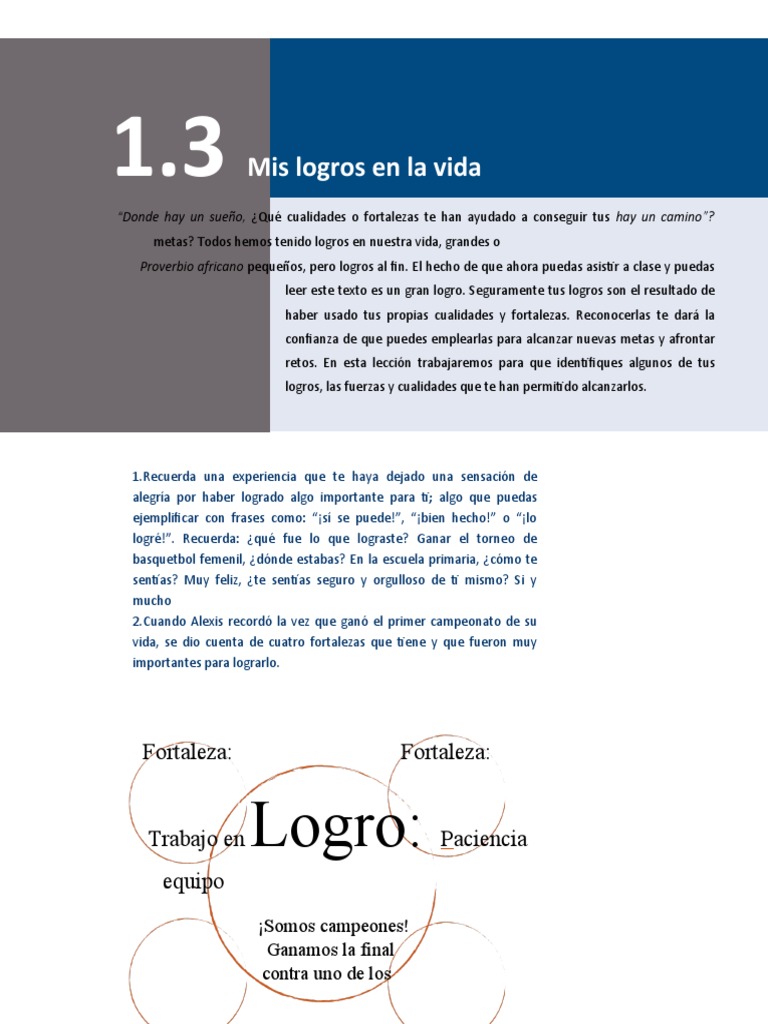 Logro:: Mis Logros en La Vida | PDF | Motivación | Motivacional