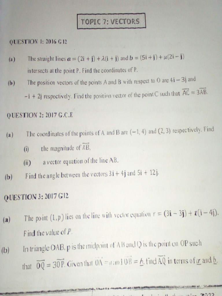 Additional Mathematics - Vectors | PDF