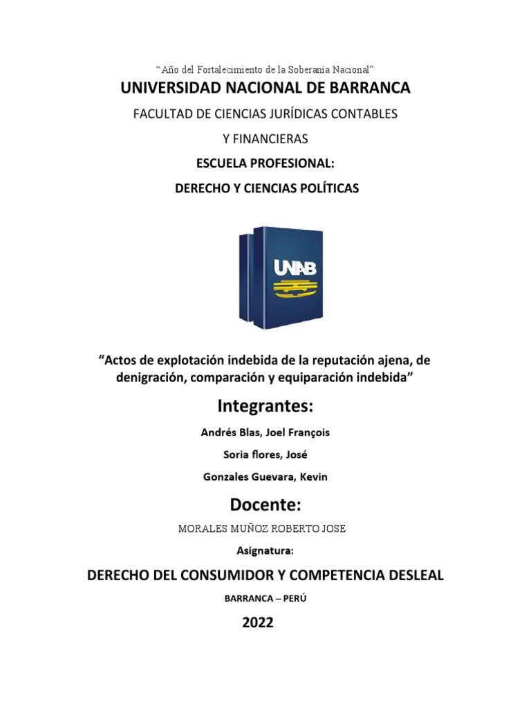 Actos de Explotación Indebida de La Reputación Ajena, de Denigración ...