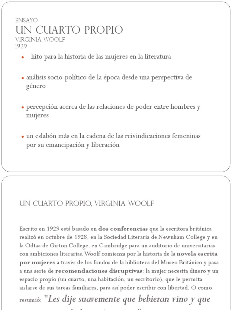 Un Cuarto Propio-Woolf | PDF | Virginia Woolf | Una habitación propia