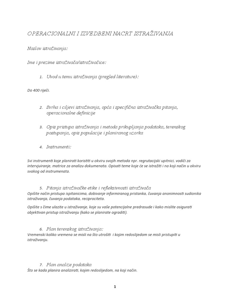 Nacrt Istraživanja - Kvalitativna | PDF