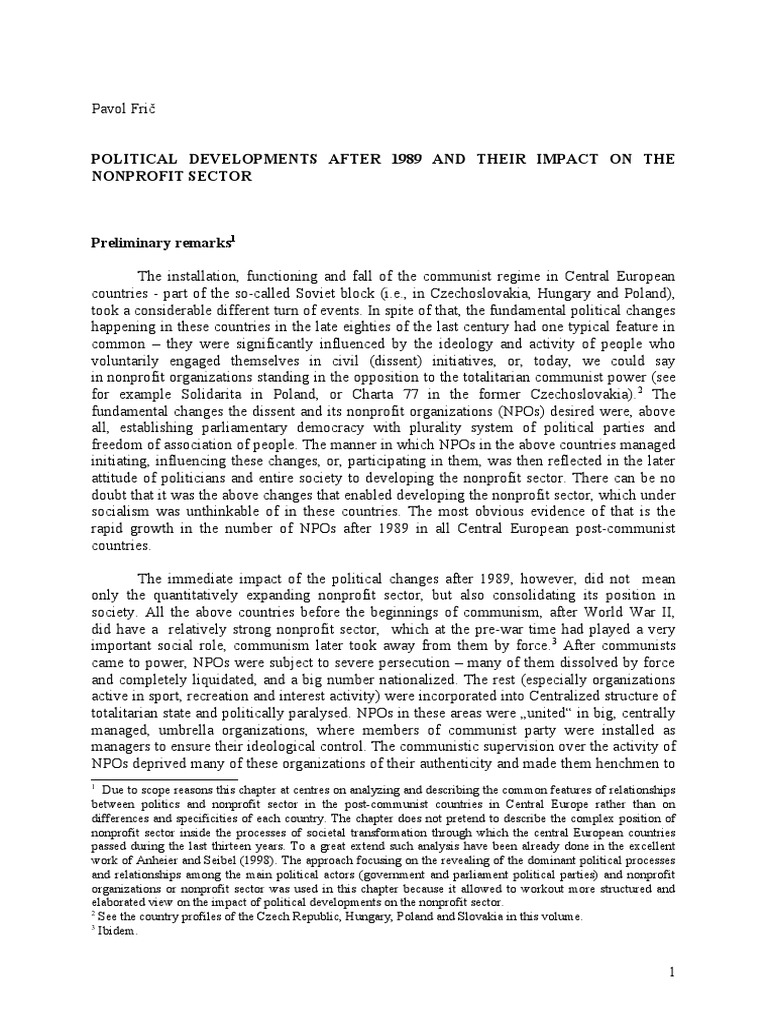 Frič - Political Developments After 1989 | PDF | Nonprofit Organization ...