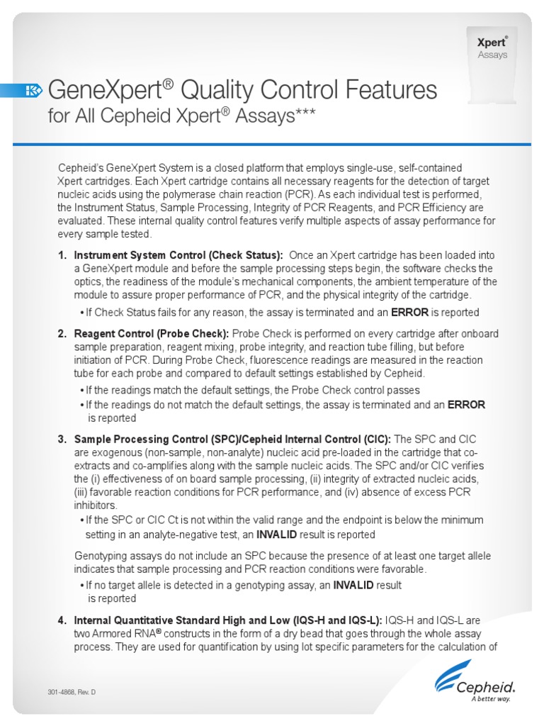 301-4868, Rev. D Xpert Test Quality Control Flyer | Download Free PDF ...