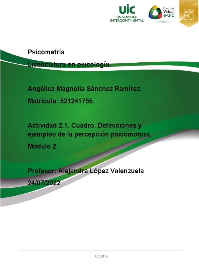 Act 2.1 Sanchez Ramirez Cuadro Definiciones Y Ejemplos de La Percepcion Psicomotora | PDF ...