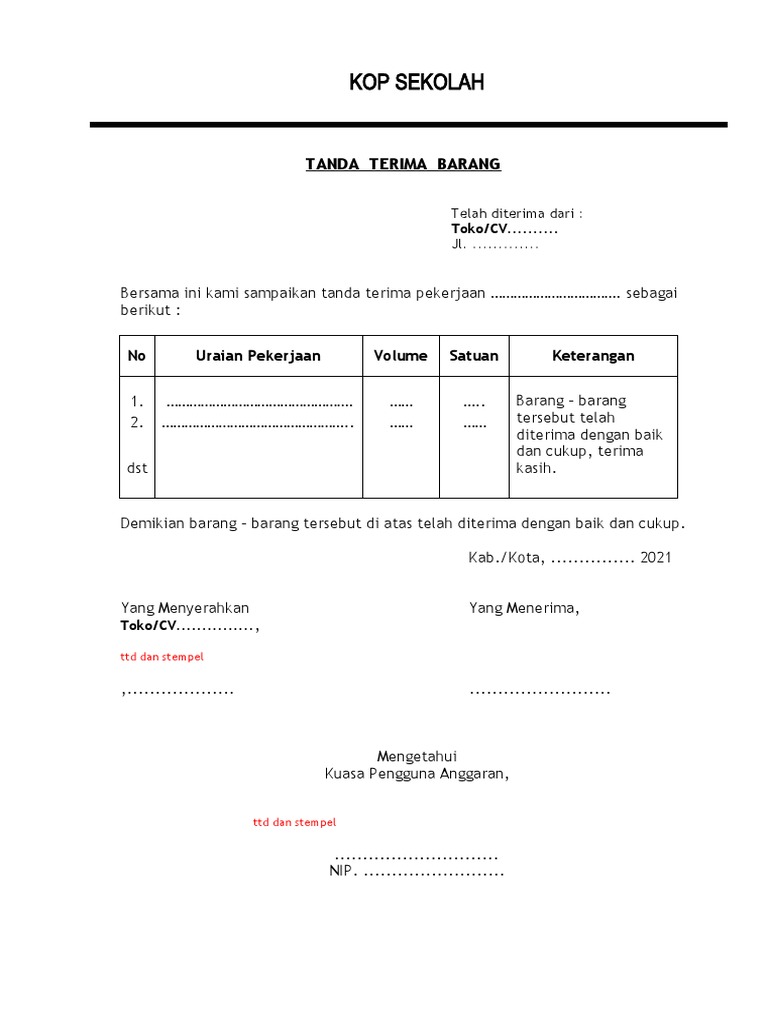 Tanda Terima Barang (TTB) | PDF