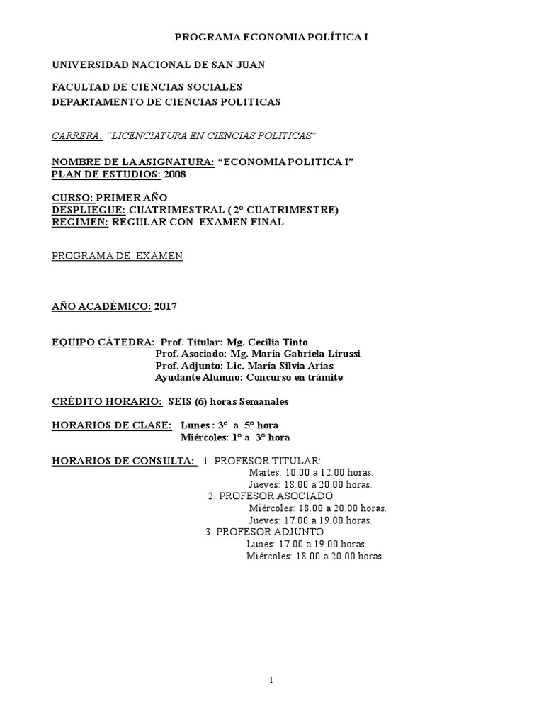 Programa Economia Política | PDF | Monopolio | Mercado (economía)