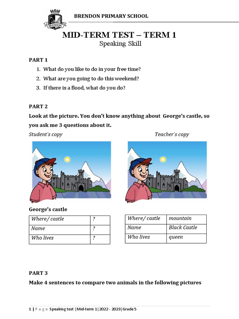 Speaking Test Mid-Term 1 | PDF