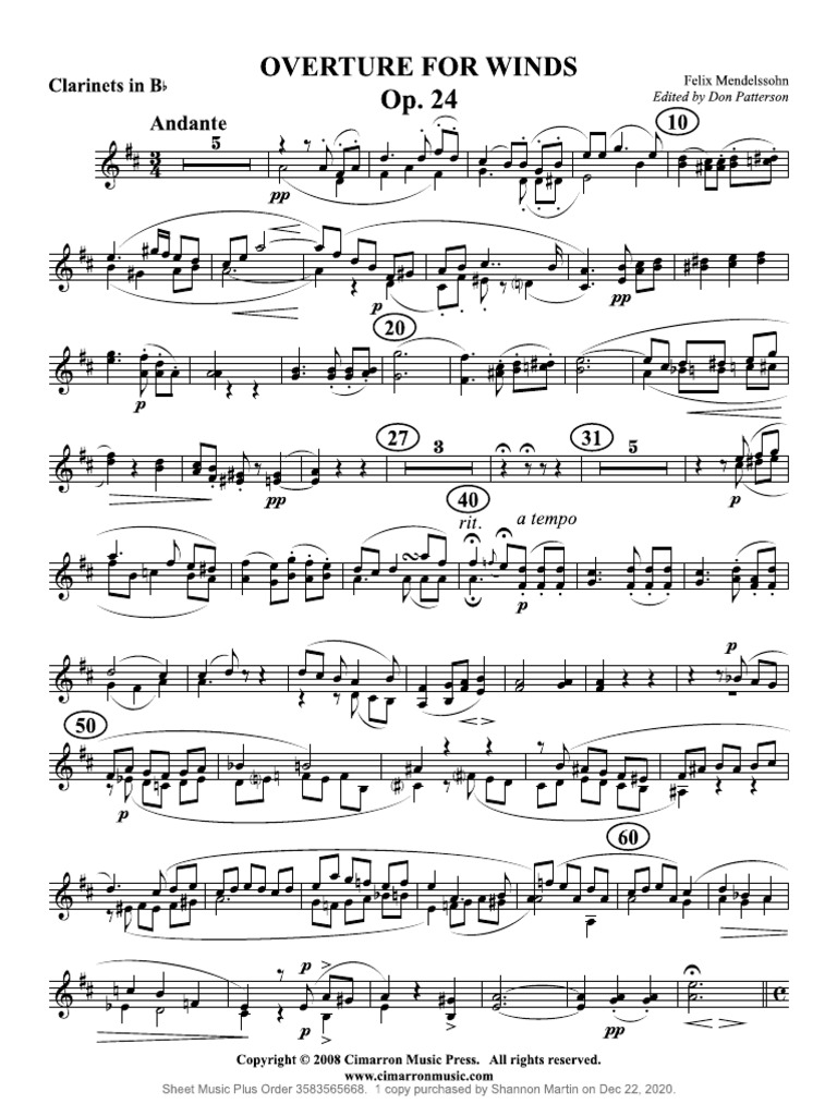 Overture for Winds - Clarinet in Bb (1) | PDF
