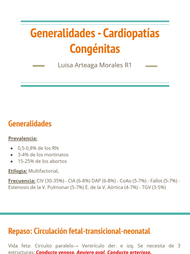 Generalidades - Cardiopatías Congénitas | PDF | Sistema circulatorio | Corazón