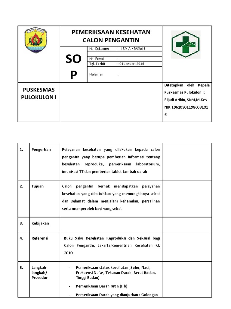SOP Catin | PDF