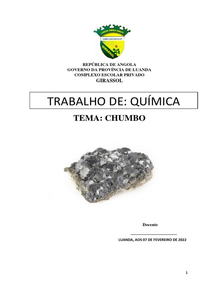 Uma análise das propriedades, aplicações e riscos à saúde do chumbo ...