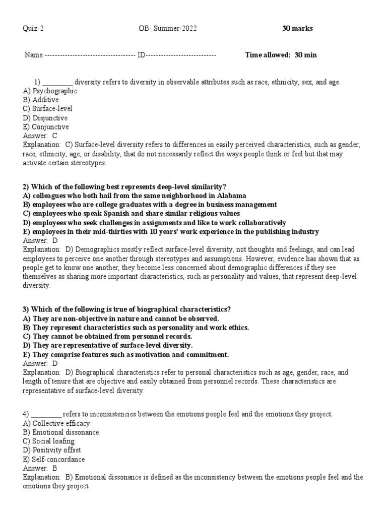 Key-Quiz - 2 | PDF | Bias | Stereotypes