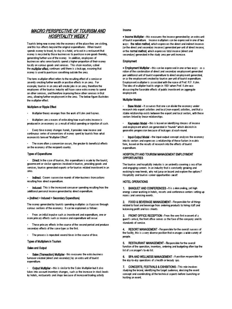 Macro Perspective of Tourism and Hospitality Week 7 11 | PDF | Tourism ...